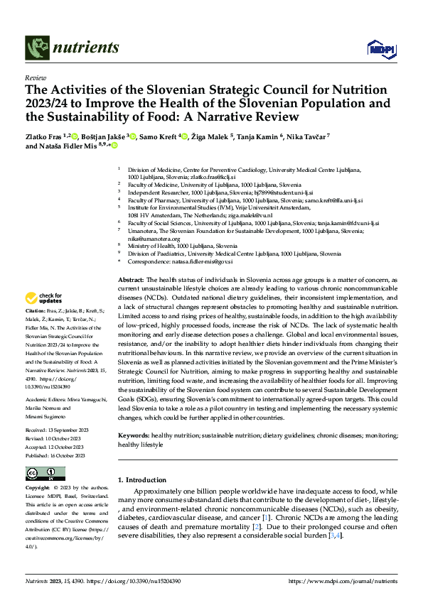 (PDF) The Activities of the Slovenian Strategic Council for Nutrition ...