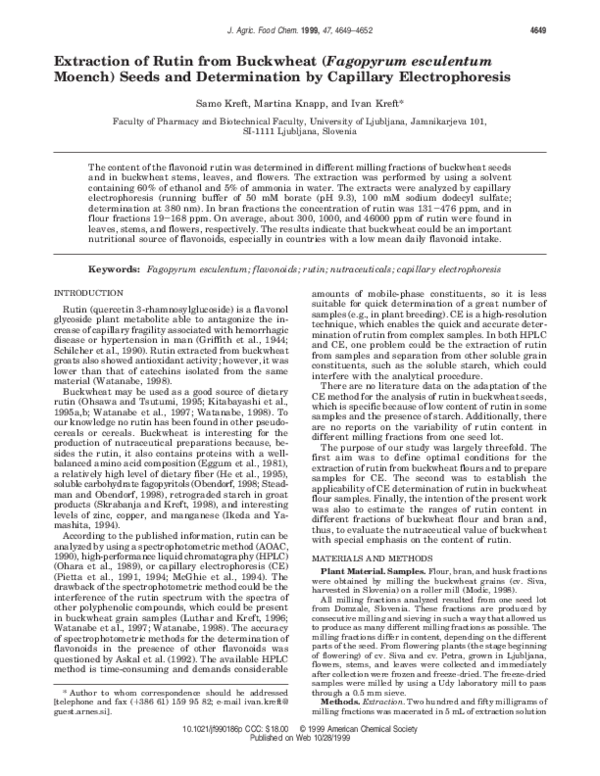 (PDF) Extraction of Rutin from Buckwheat (Fagopyrum esculentum Moench ...