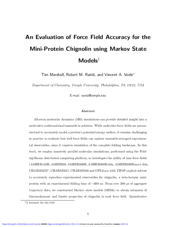 (PDF) An evaluation of force field accuracy for the mini-protein ...