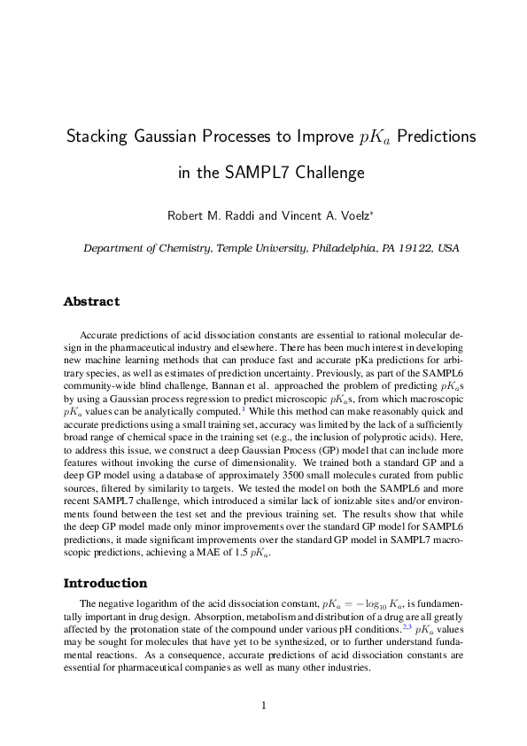 (PDF) Stacking Gaussian processes to improve $$pK_a$$ predictions in ...