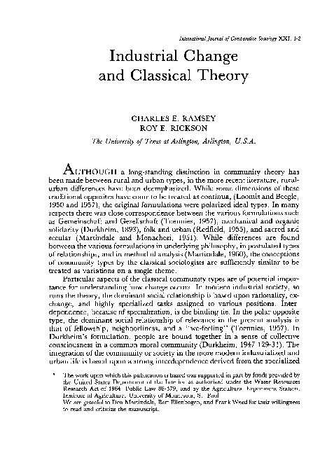(PDF) Industrial Change and Classical Theory