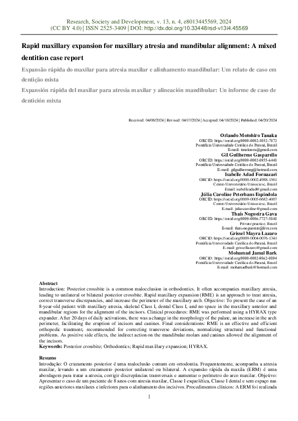 (PDF) Rapid maxillary expansion for maxillary atresia and mandibular ...