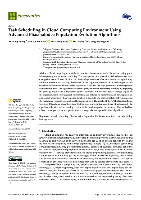 (PDF) Task Scheduling in Cloud Computing Environment Using Advanced Phasmatodea Population ...