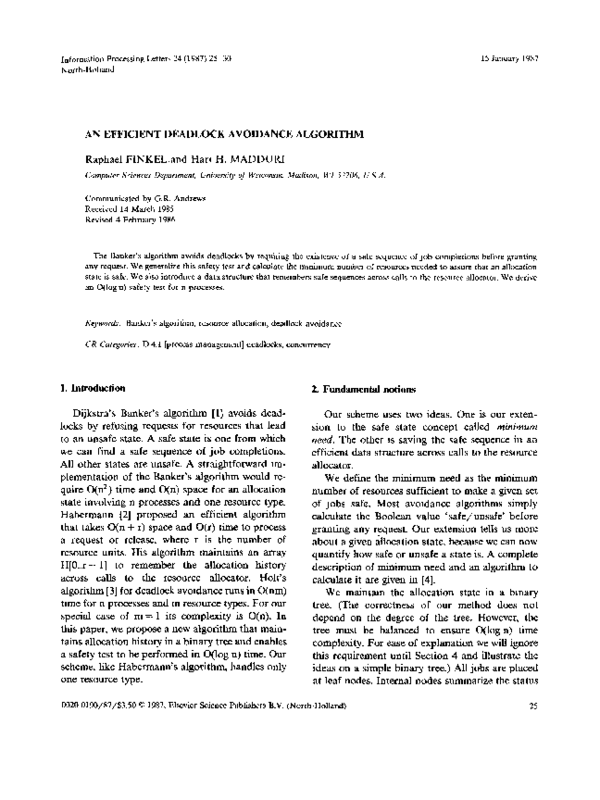 (PDF) An efficient deadlock avoidance algorithm