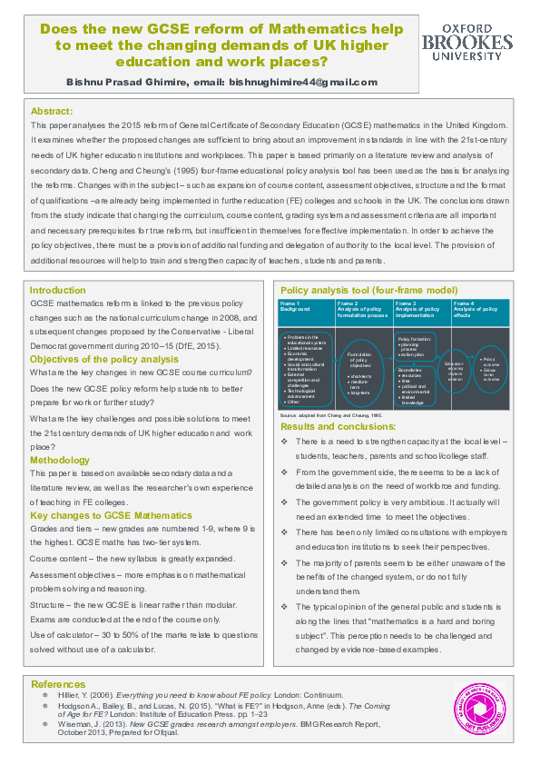(PDF) Does the new GCSE reform of Mathematics help to meet the changing ...