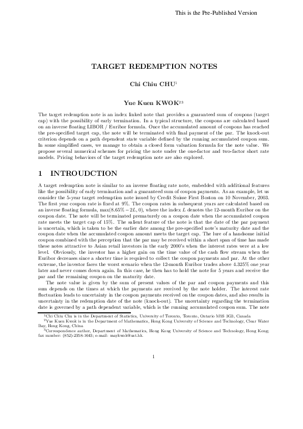 (PDF) Target redemption notes