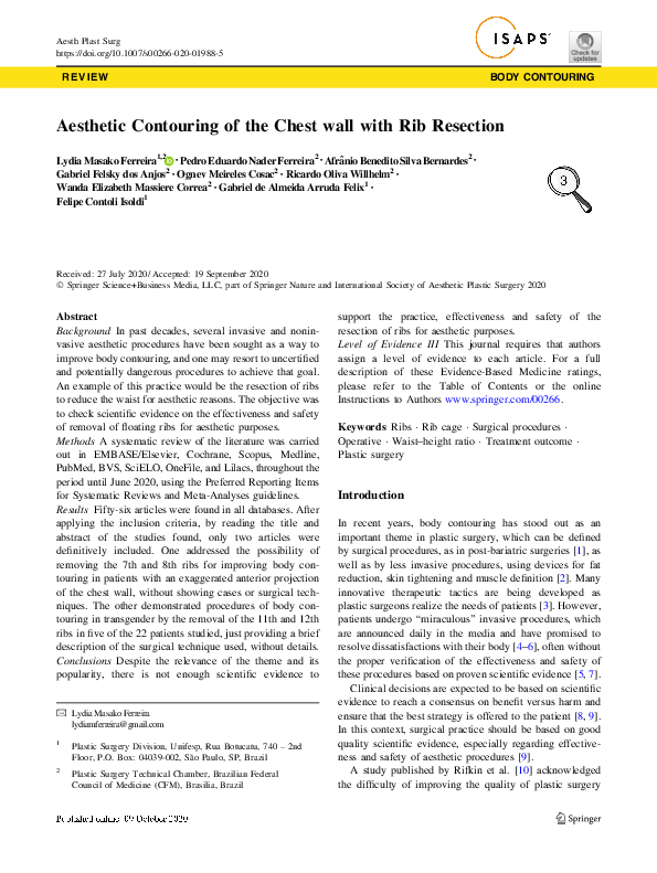 (PDF) Aesthetic Contouring of the Chest wall with Rib Resection
