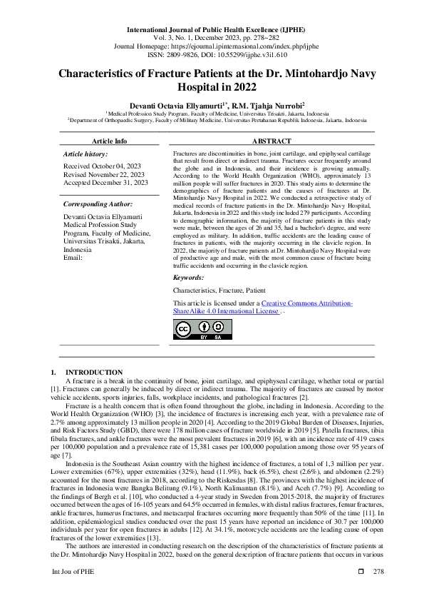 (PDF) Characteristics of Fracture Patients at the Dr. Mintohardjo Navy ...