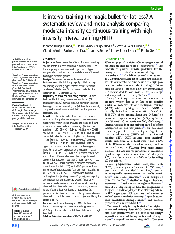 (PDF) Is interval training the magic bullet for fat loss? A systematic review and meta-analysis ...