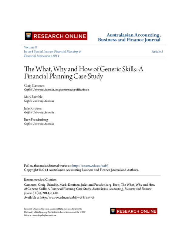 (PDF) The What, Why and How of Generic Skills: A Financial Planning ...