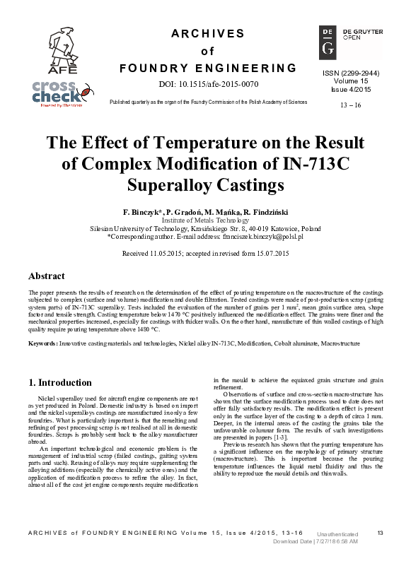 (PDF) The Effect of Temperature on the Result of Complex Modification ...