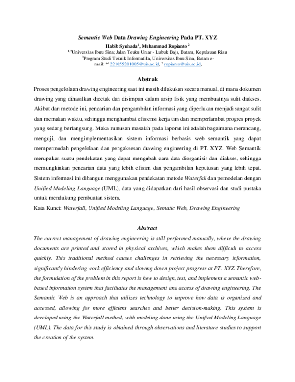 (PDF) Semantic Web Data Drawing Engineering Pada PT. XYZ