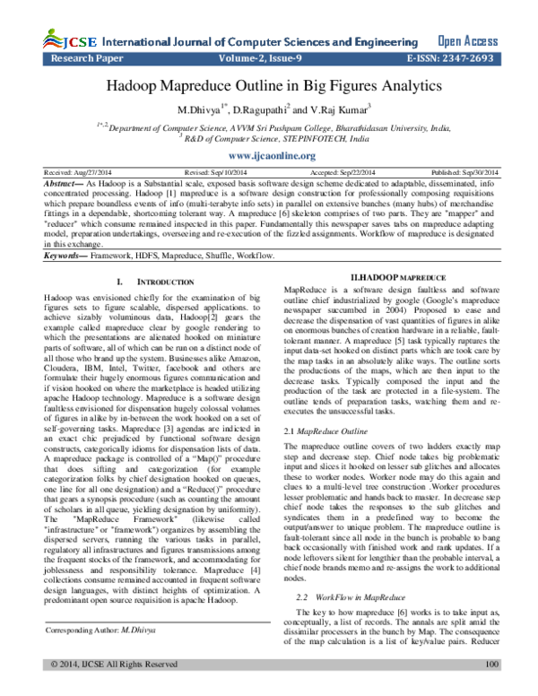 (PDF) Hadoop Mapreduce Outline in Big Figures Analytics