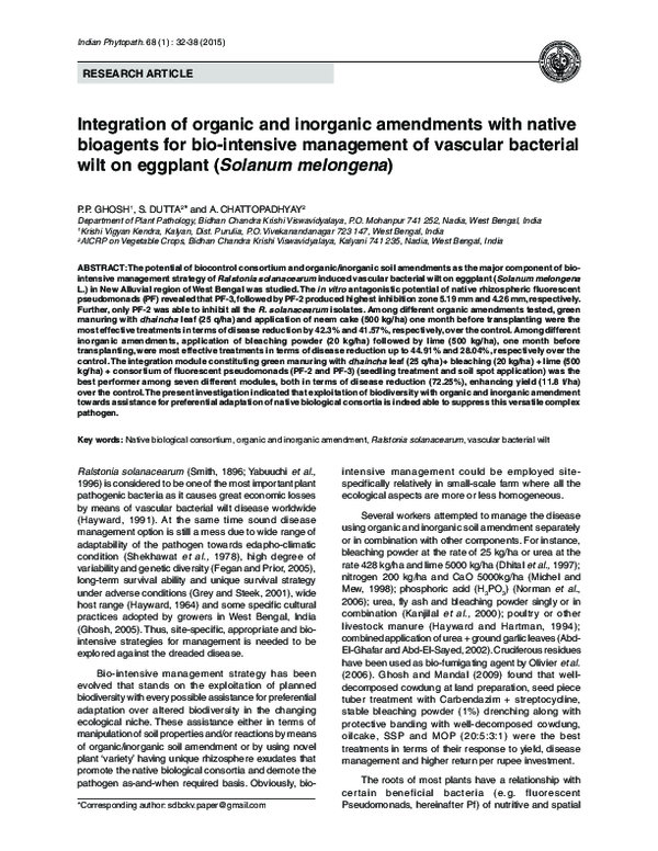 (PDF) Integration of organic and inorganic amendments with native bioagents for bio-intensive ...