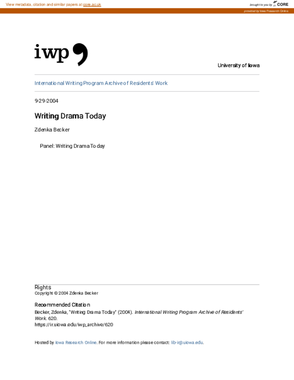(PDF) Writing Drama Today