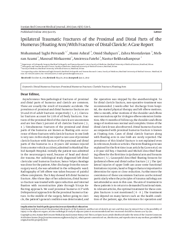 (PDF) Ipsilateral Traumatic Fractures of the Proximal and Distal Parts ...