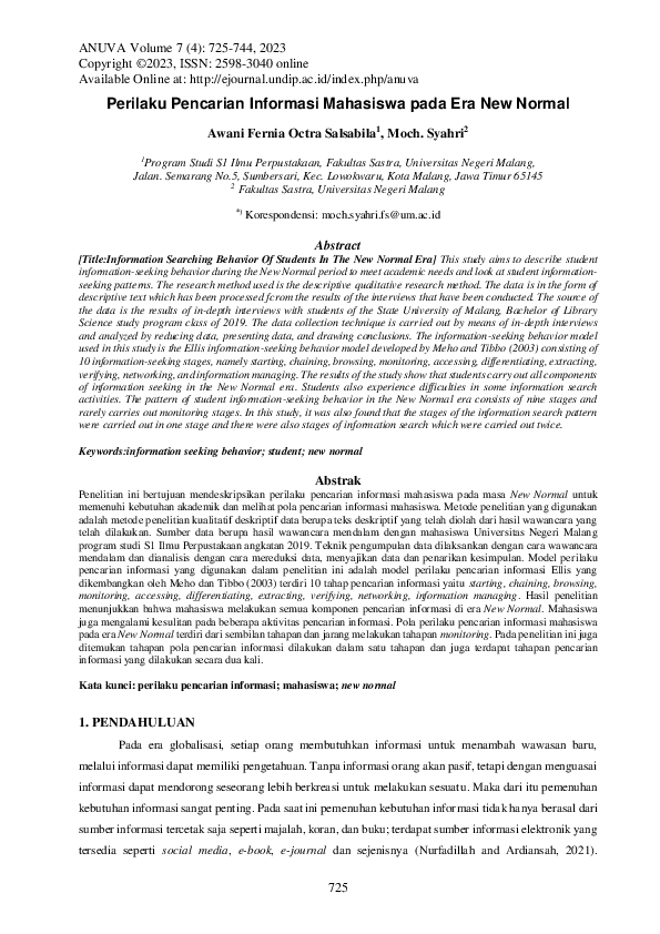 (PDF) Perilaku Pencarian Informasi Mahasiswa pada Era New Normal