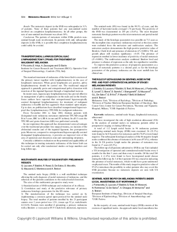 (PDF) The role of ultrasound on sentinel node in the pre- and post ...