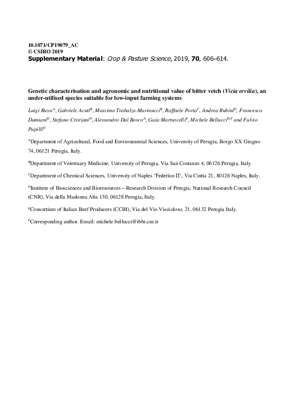 (PDF) Genetic characterisation and agronomic and nutritional value of ...