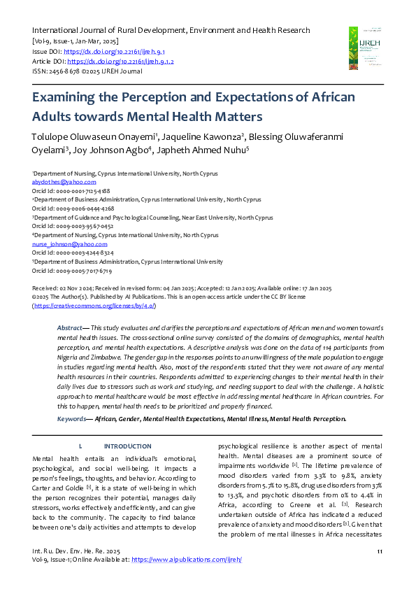 (PDF) Examining the Perception and Expectations of African Adults ...