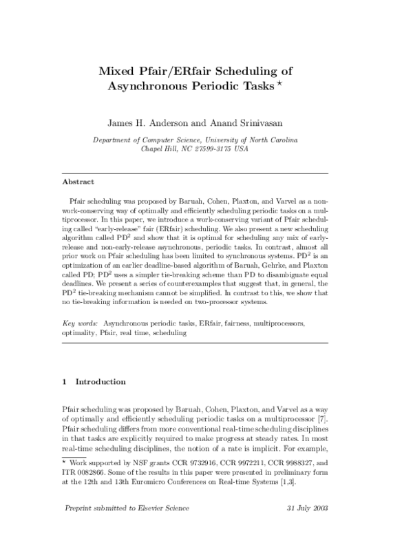 (PDF) Mixed Pfair/ERfair scheduling of asynchronous periodic tasks