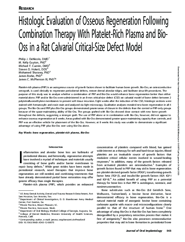 (PDF) Histologic Evaluation of Osseous Regeneration Following ...