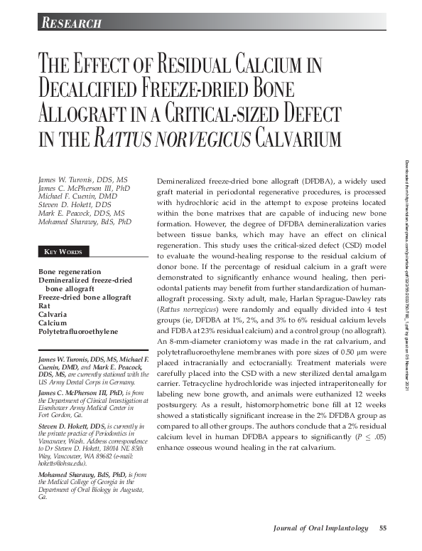 (PDF) Calcium's Role in Bone Graft Healing