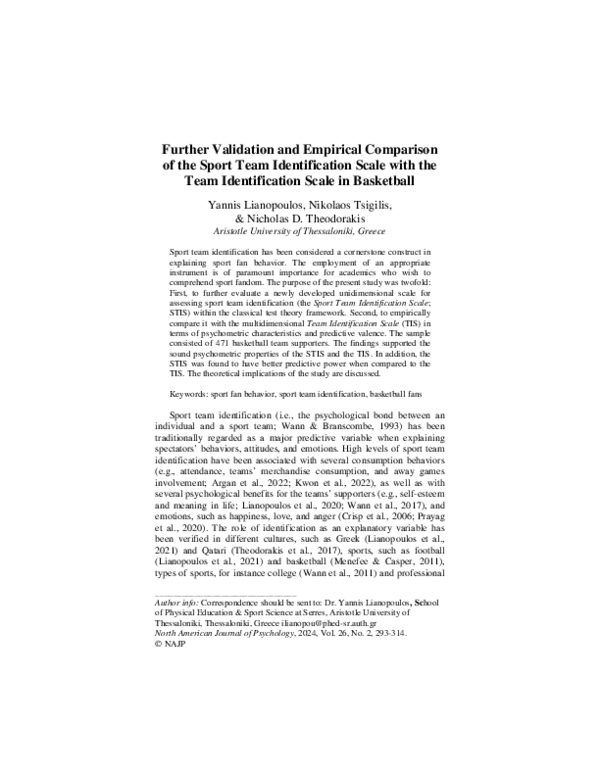 (PDF) Further Validation and Empirical Comparison of the Sport Team ...