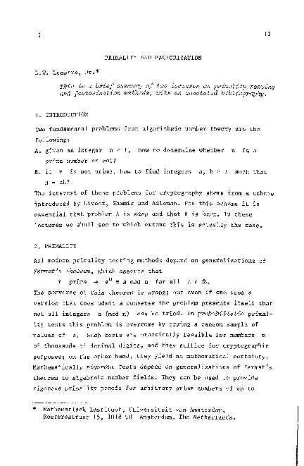 Pdf Primality And Factorization 5557