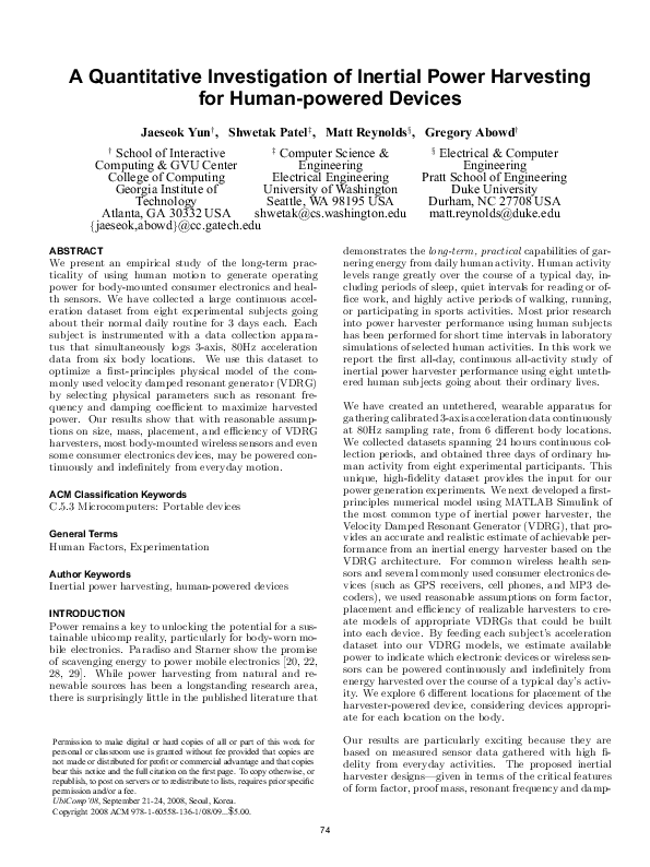 (PDF) A quantitative investigation of inertial power harvesting for ...