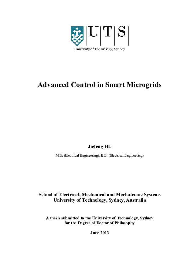 (PDF) Advanced Control in Smart Microgrids