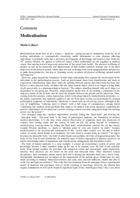 (PDF) Medicalisation