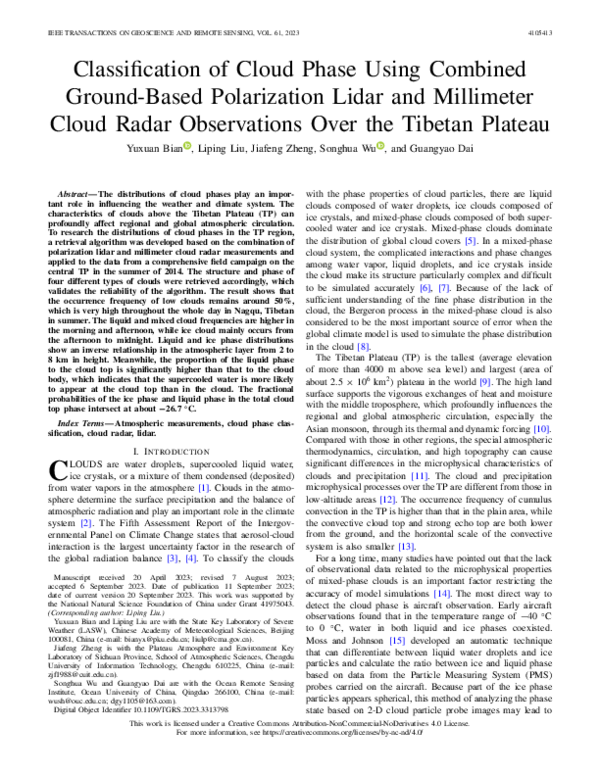 (PDF) Classification of Cloud Phase Using Combined Ground-Based ...