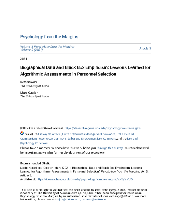 (PDF) Biographical Data and Black Box Empiricism: Lessons Learned for ...