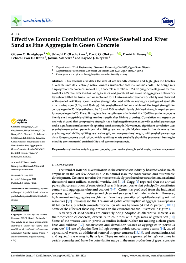 (PDF) Effective Economic Combination of Waste Seashell and River Sand ...