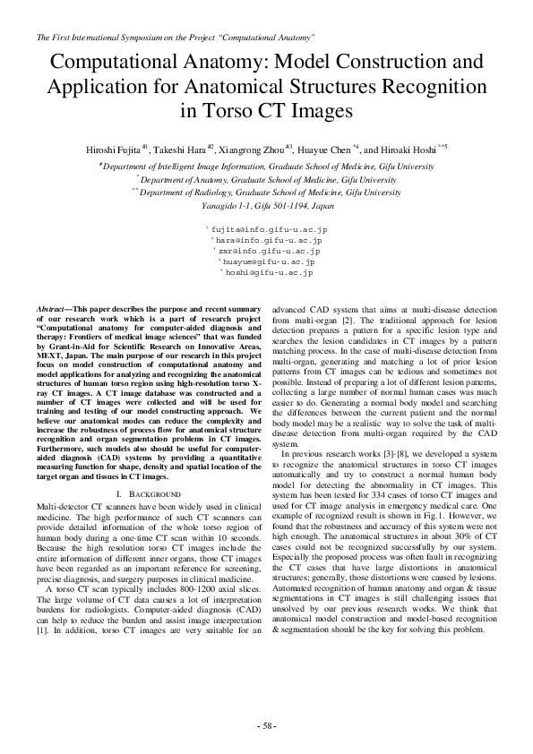 (PDF) Computational Anatomy : Model Construction and Application for Anatomical Structures ...