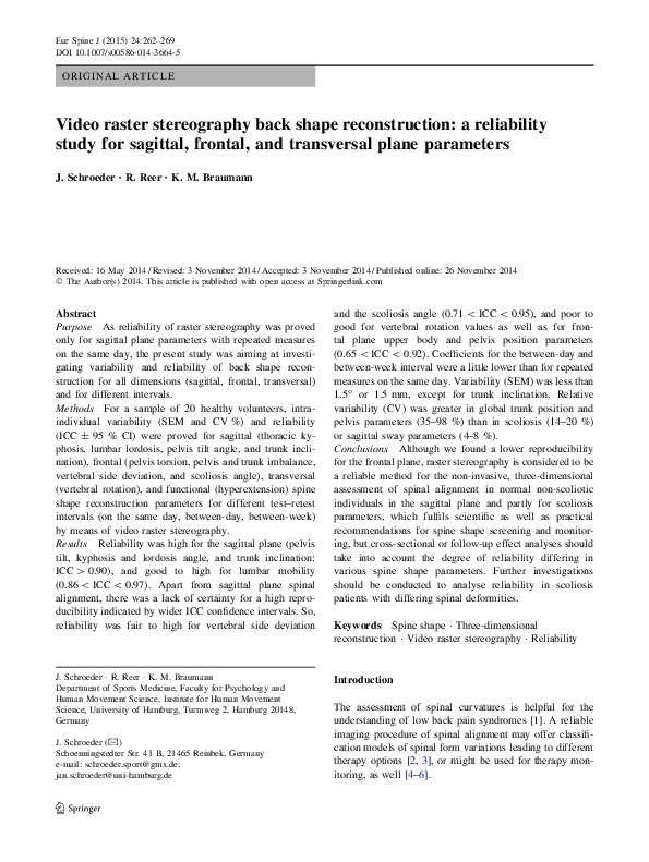 (PDF) Video raster stereography back shape reconstruction: a ...