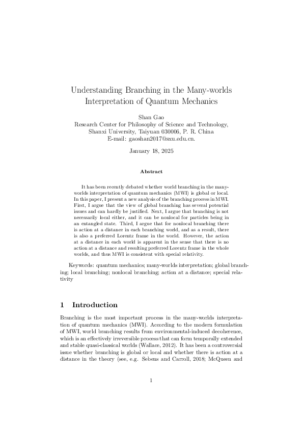 (PDF) Understanding Branching in the Many-worlds Interpretation of ...
