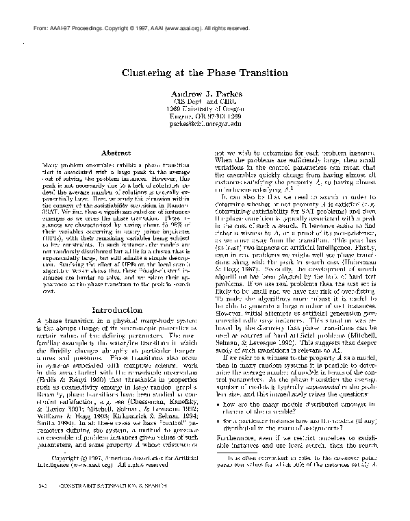 (PDF) Clustering at the phase transition