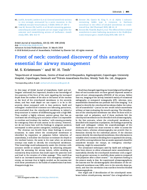 (PDF) Front of neck: continued discovery of this anatomy essential for ...