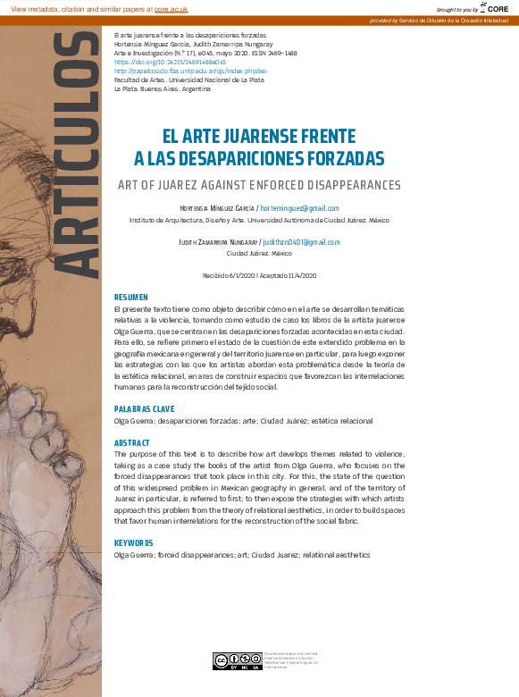 (PDF) Art of Juarez against Enforced Disappearances