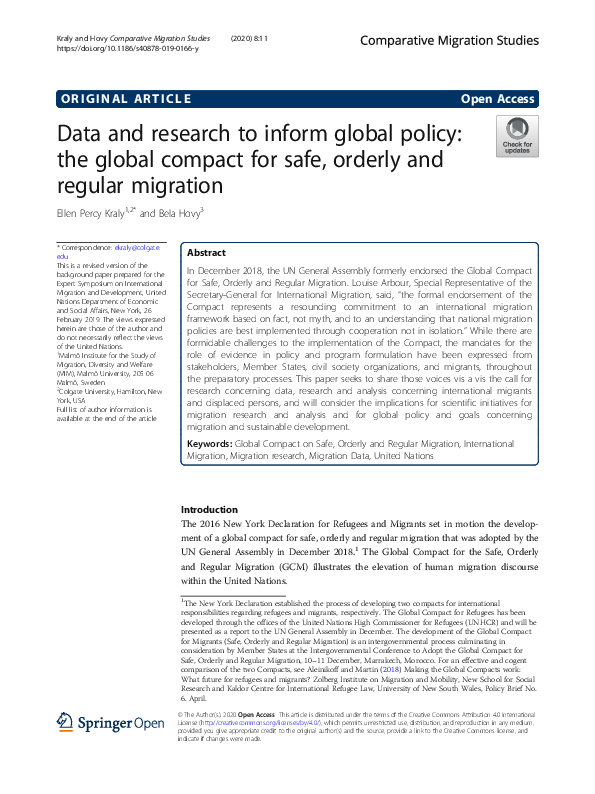 (PDF) Data and research to inform global policy: the global compact for ...