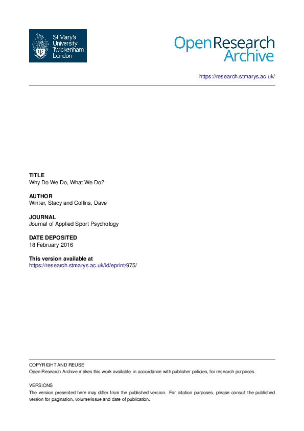 (PDF) Why Do We Do, What We Do?