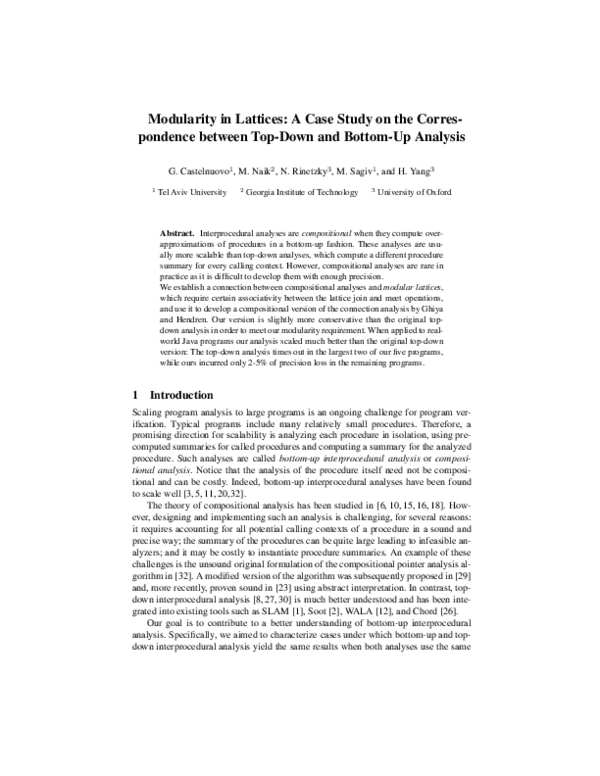 (PDF) Modularity in Lattices: A Case Study on the Correspondence Between Top-Down and Bottom-Up ...