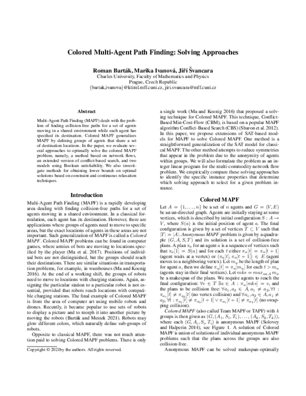 (PDF) Colored Multi-Agent Path Finding: Solving Approaches