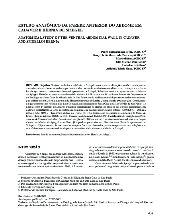 (PDF) Estudo anatômico da parede anterior do abdome em cadáver e hérnia ...