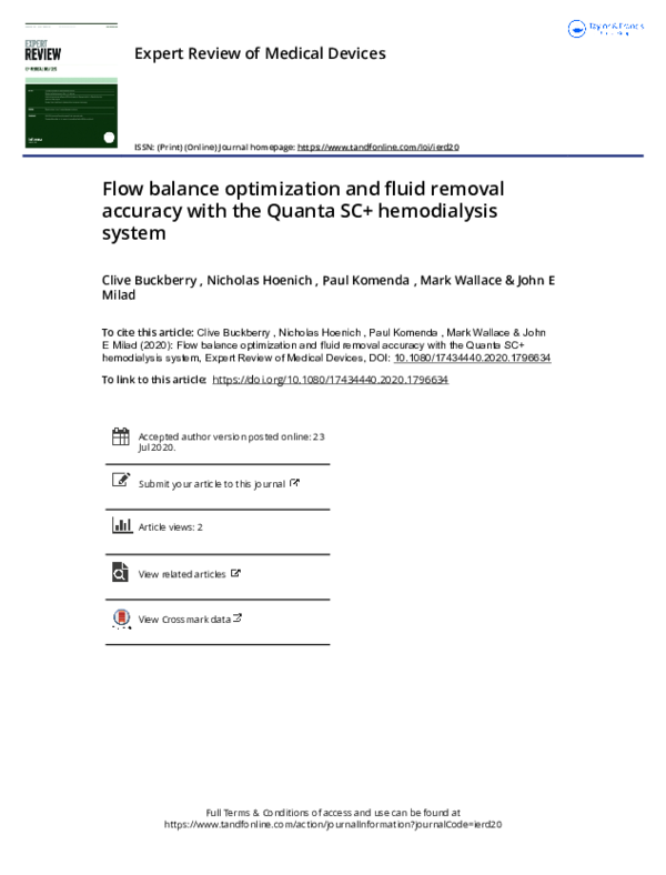 (PDF) Flow balance optimization and fluid removal accuracy with the ...