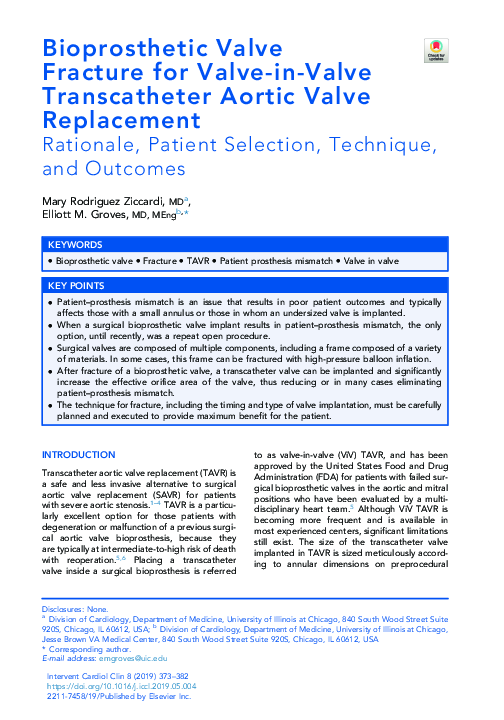 (PDF) Bioprosthetic Valve Fracture for Valve-in-Valve Transcatheter ...