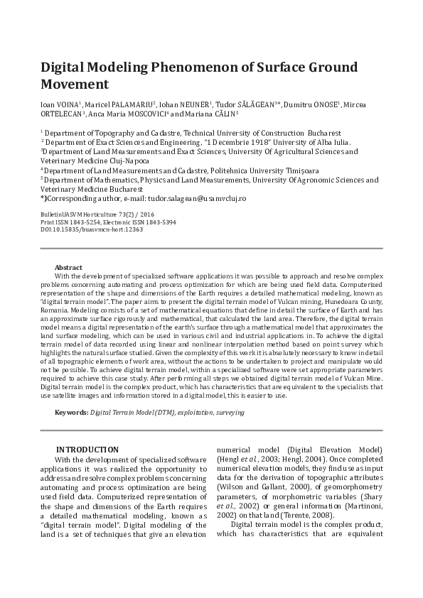 (PDF) Digital Modeling Phenomenon Of Surface Ground Movement