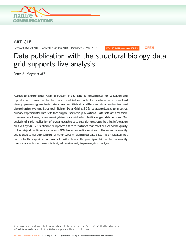 (PDF) Data publication with the structural biology data grid supports ...